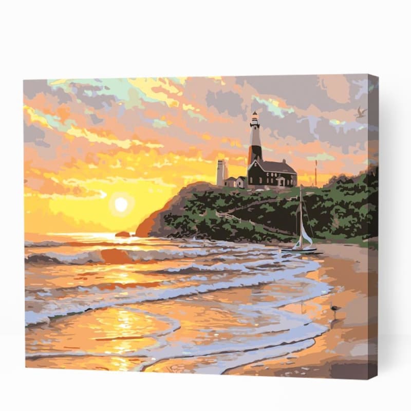 Order Lighthouse at Beach Sunset Paint by Numbers Kits | Australia